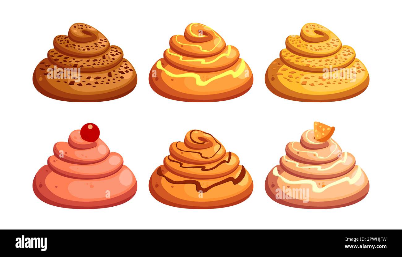 Tasty buns with different flavors vector illustrations set Stock Vector Image & Art - Alamy