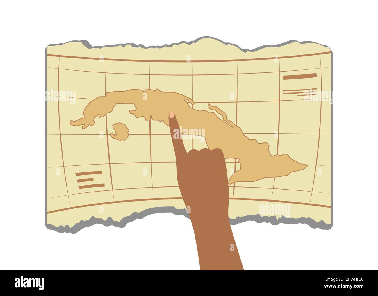 Female hand pointing at territory on map vector illustration Stock ...