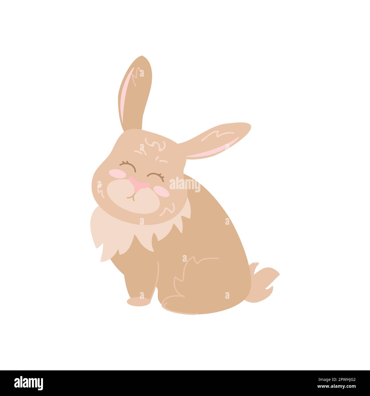 Funny brown rabbit sitting on hind legs white background Stock Vector ...
