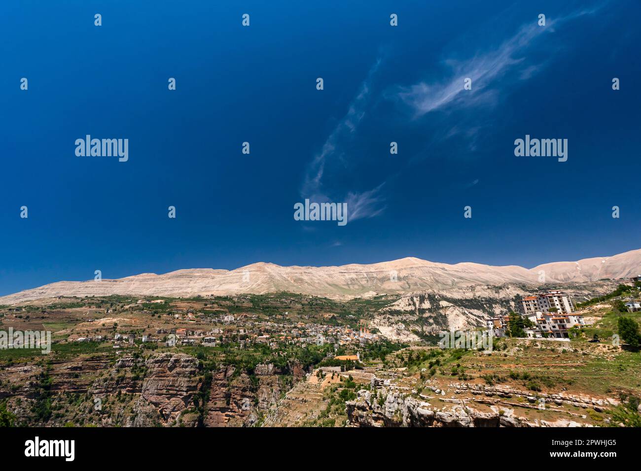 Lebanon mountains and Holy Kadisha(Qadisha) valley, townscape of ...