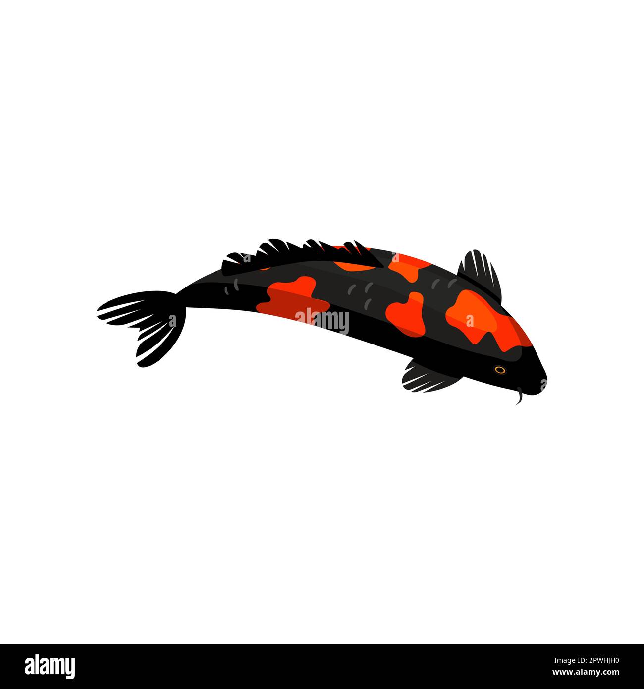 Black and red koi fish swimming in pond cartoon illustration Stock ...