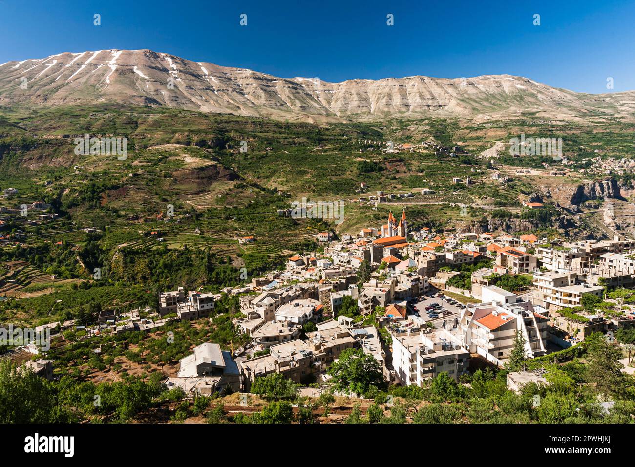 Lebanon mountains, townscape of Bsharri, Holy Kadisha(Qadisha) valley ...