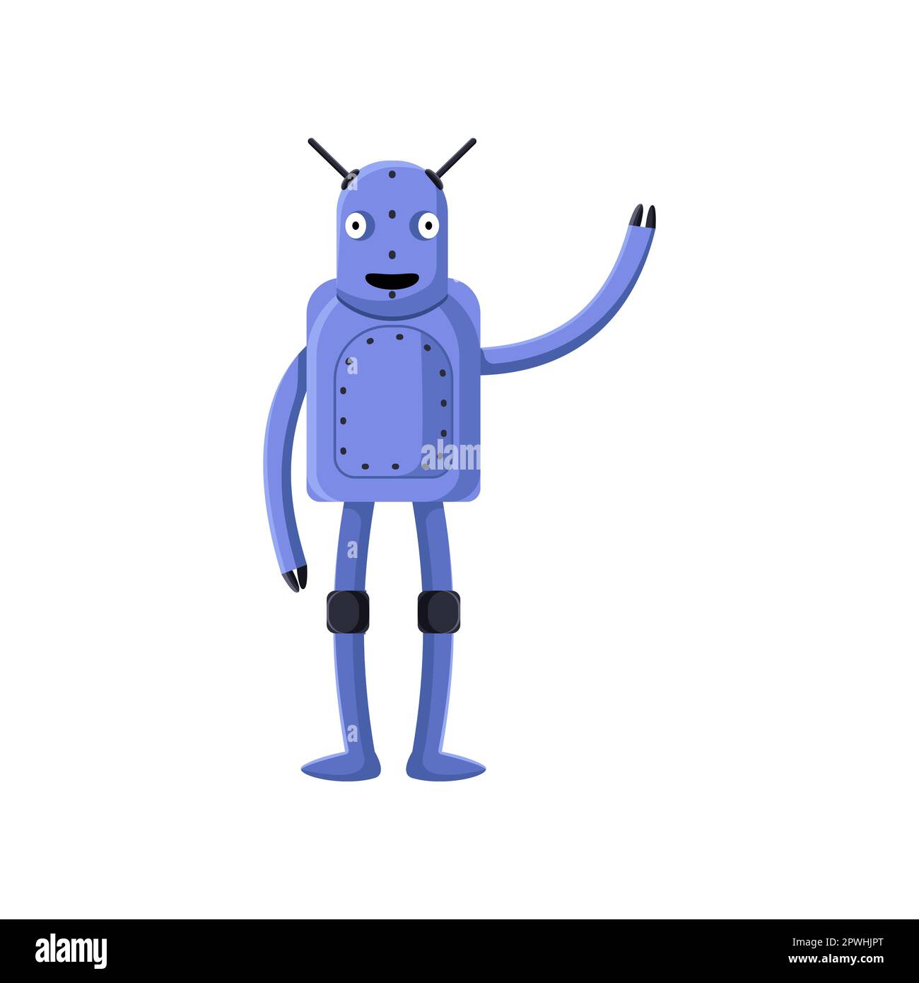 Happy blue old toy robot cartoon character vector illustration Stock ...