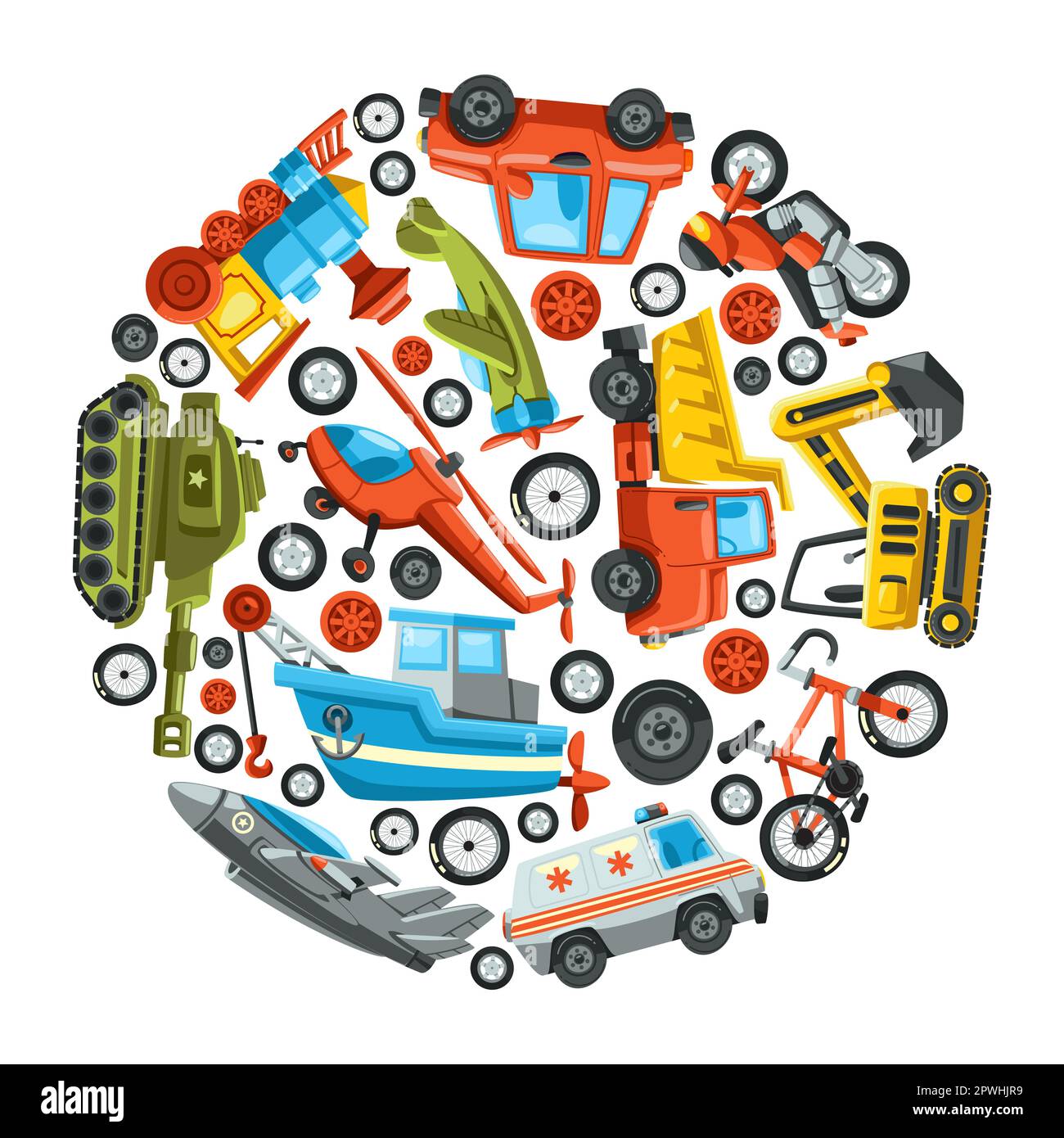 Circular pattern with different transport vector illustration Stock ...