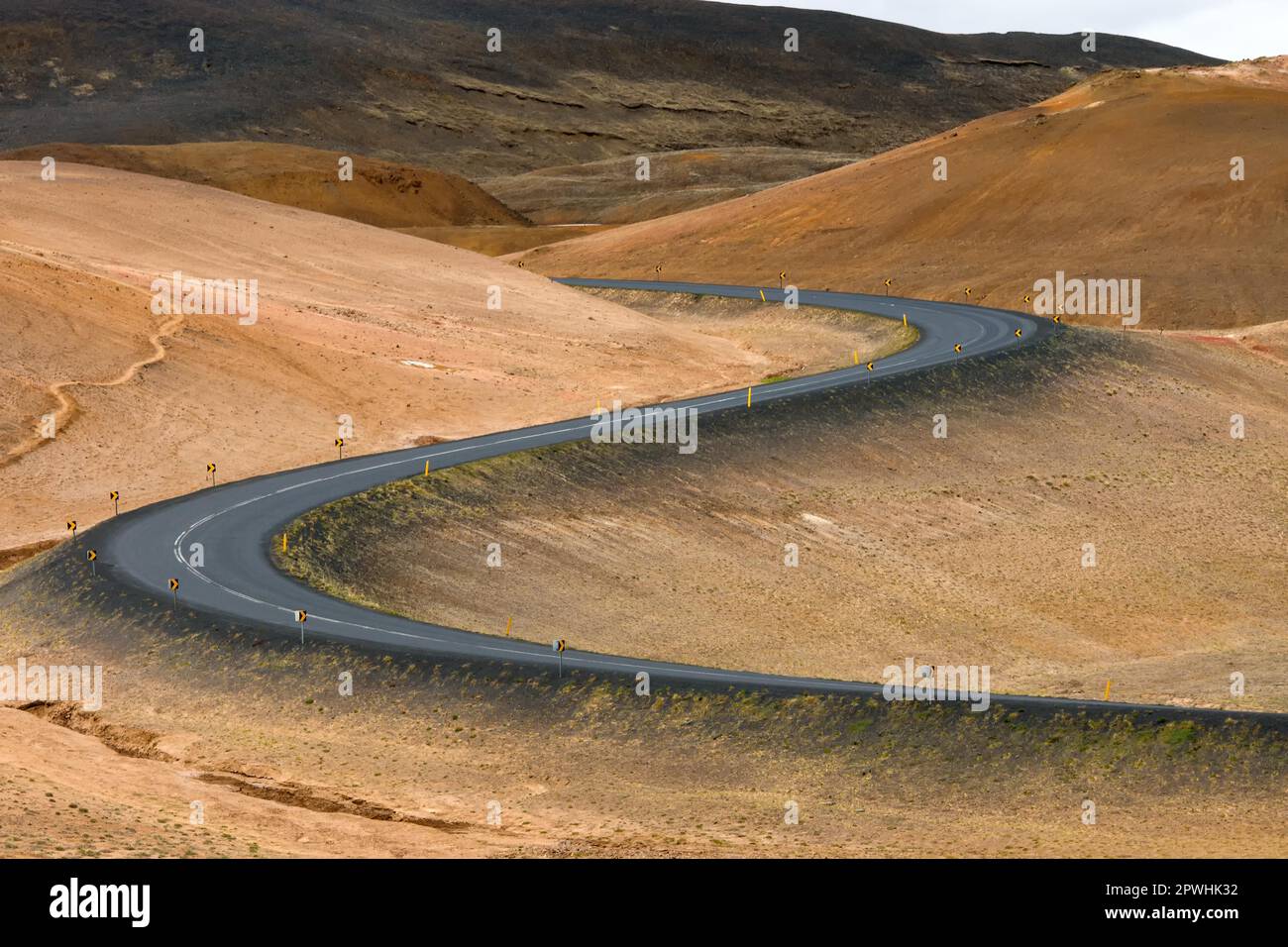 Country road with curves seen in Iceland Stock Photo - Alamy