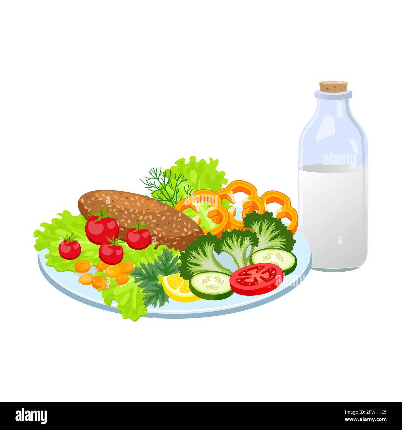 Healthy Food Plate Cartoon