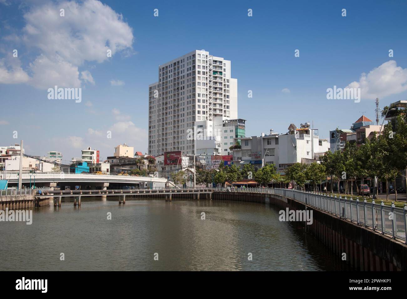 Modern high-rise residential building, Rach Ben Canal, Saigon city ...