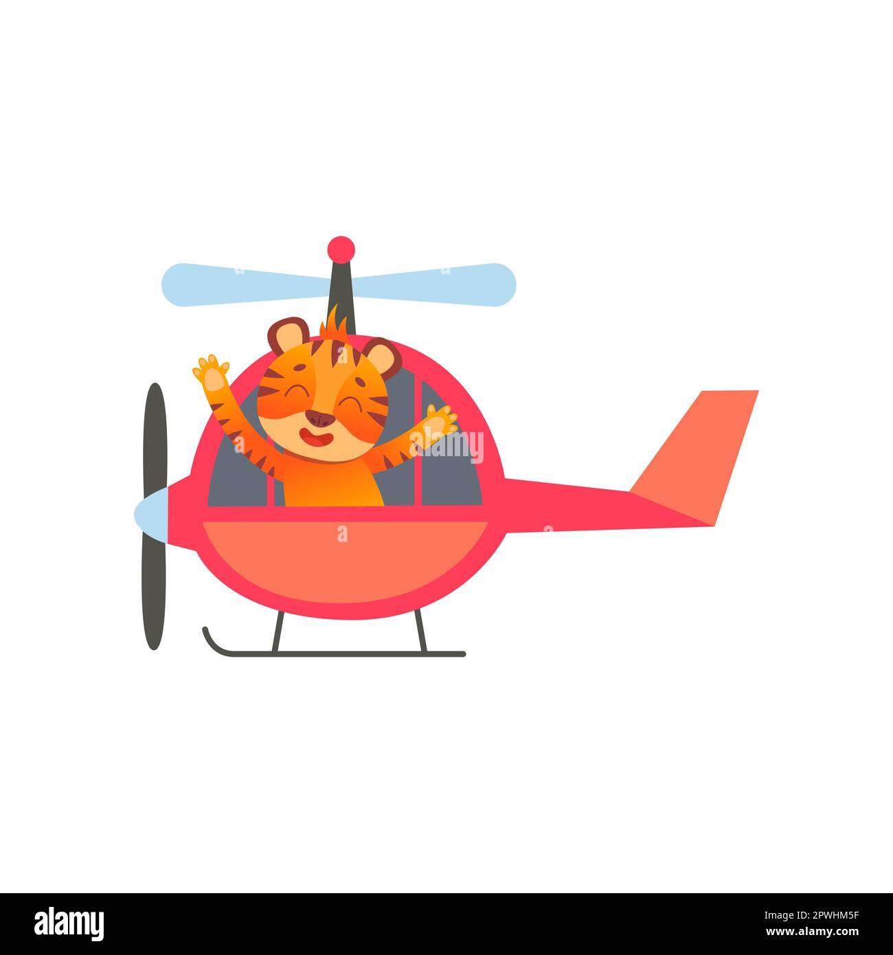 Comic tiger in helicopter vector illustration Stock Vector Image & Art ...
