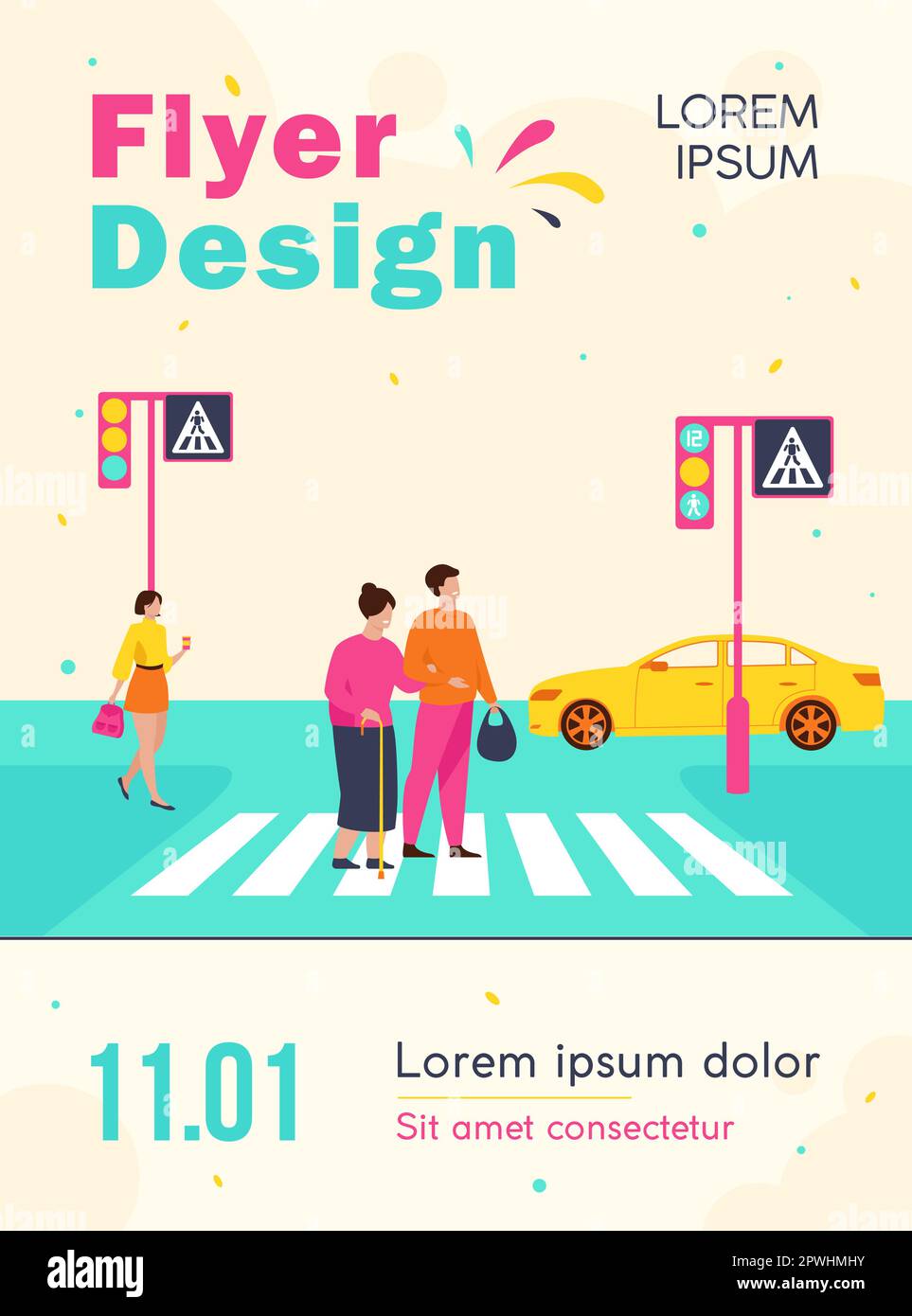 Old people crossing road Stock Vector Images - Alamy