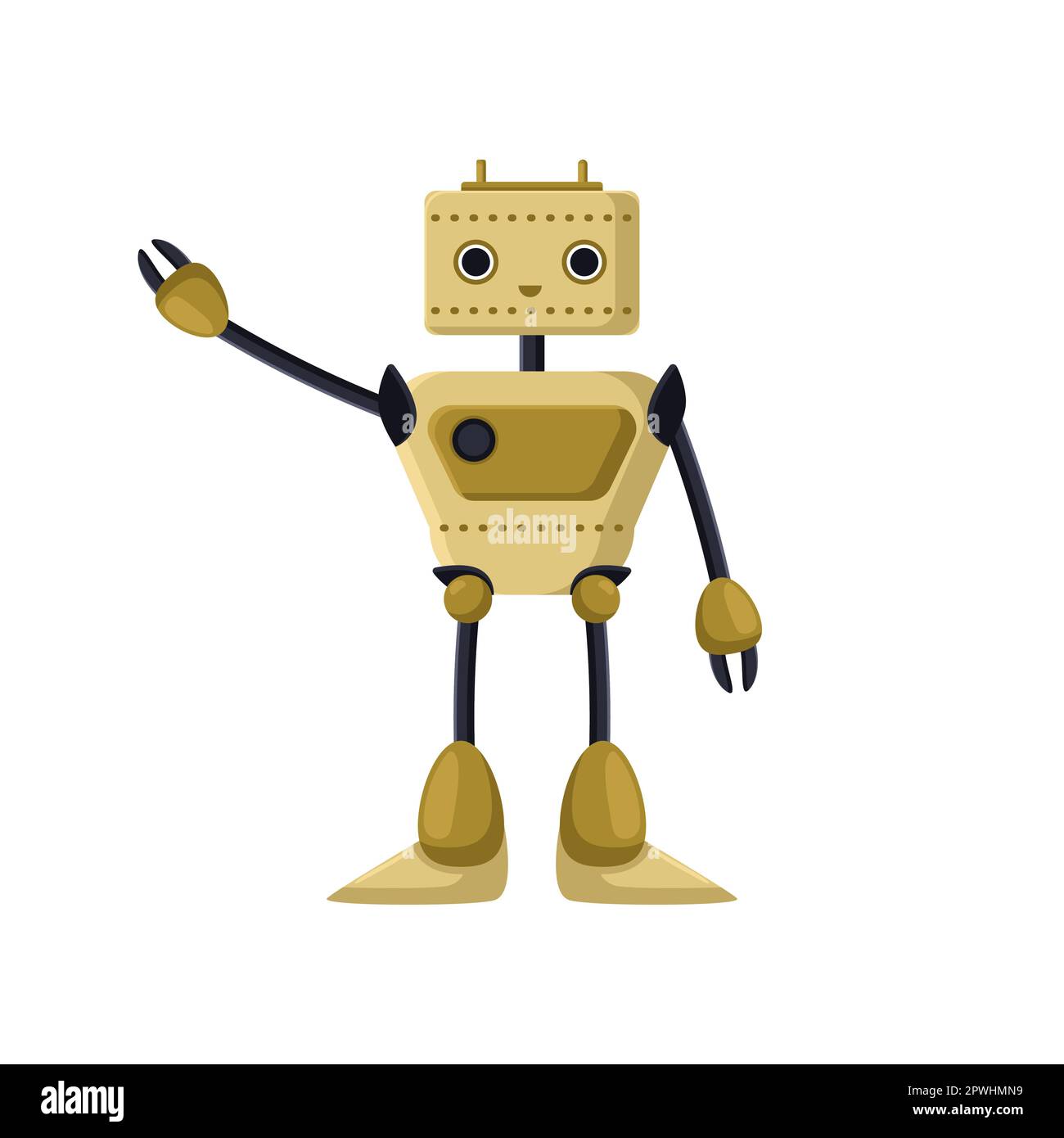 Happy yellow old toy robot cartoon character vector illustration Stock ...