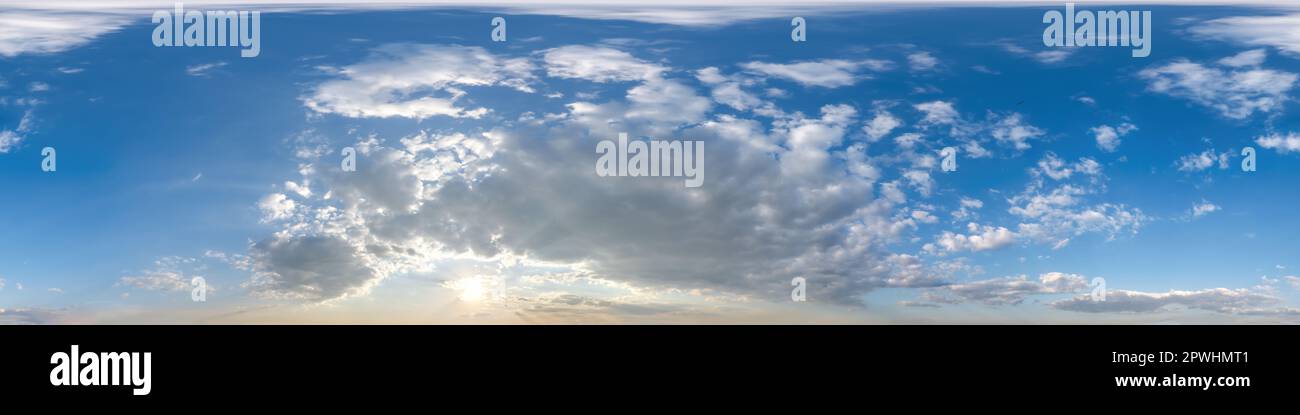 sunset skydome with evening clouds as seamless hdri 360 panorama view ...