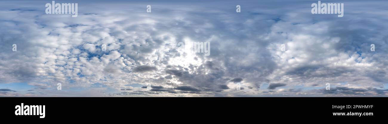 overcast blue sky with cumulus clouds as seamless hdri 360 panorama ...