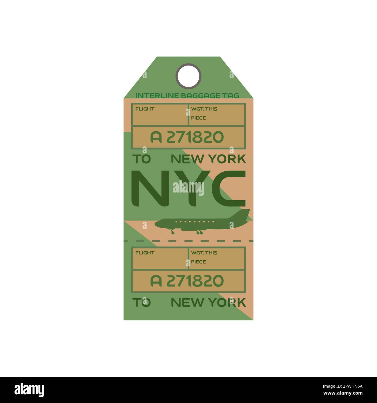 Vintage rectangular suitcase label or ticket with New York Stock Vector ...