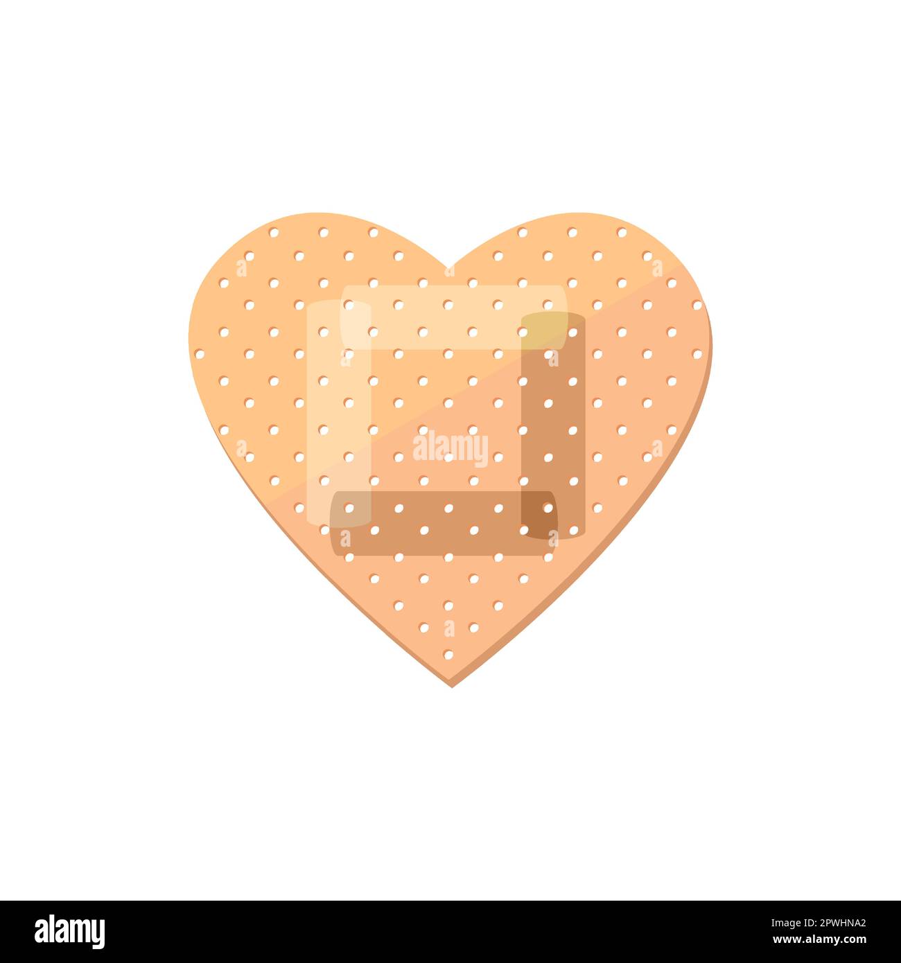 Heart patch, medical objects vector illustration. Cute cartoon male in ...