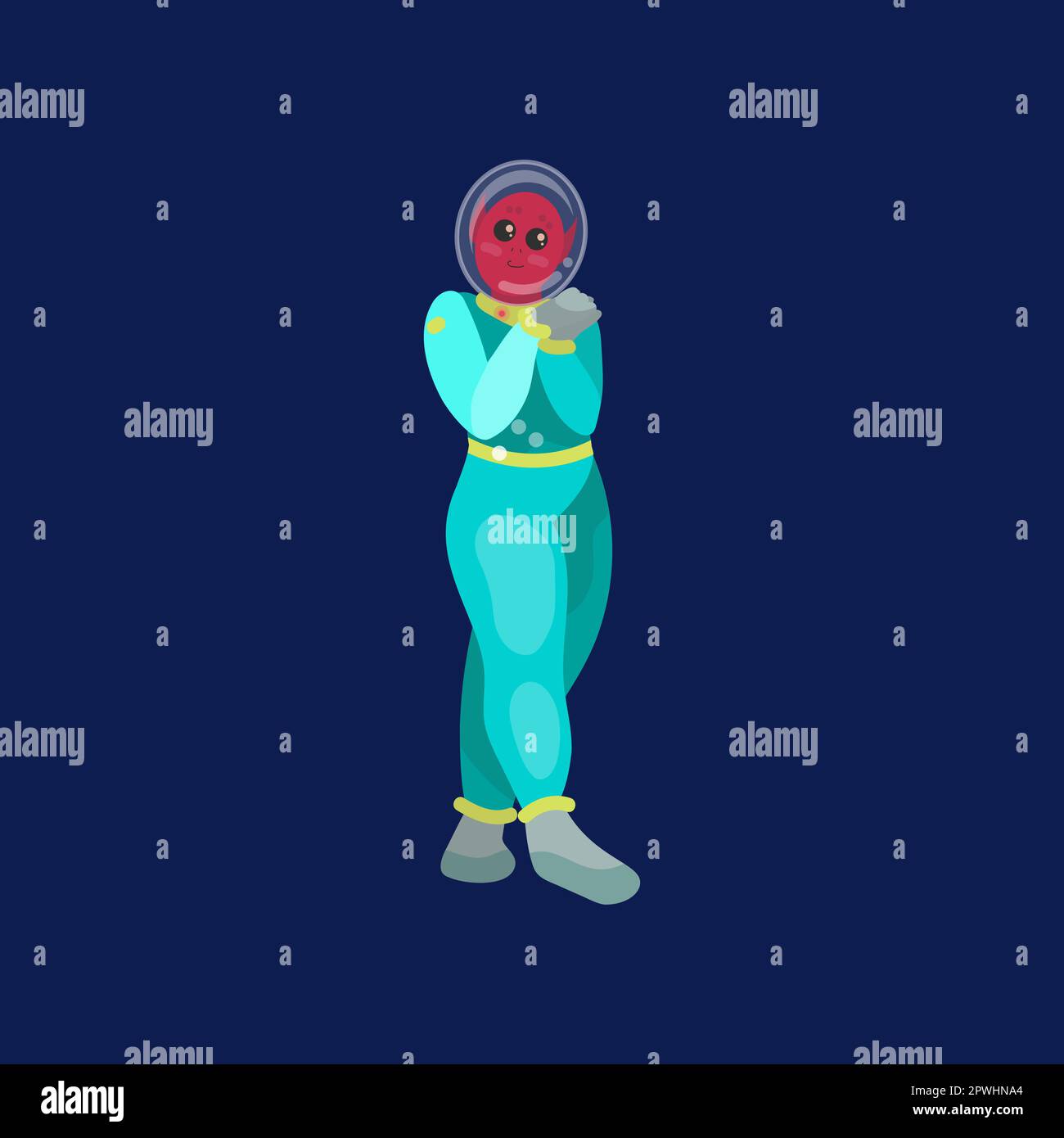 Astronaut expressing admiration on dark blue background Stock Vector ...