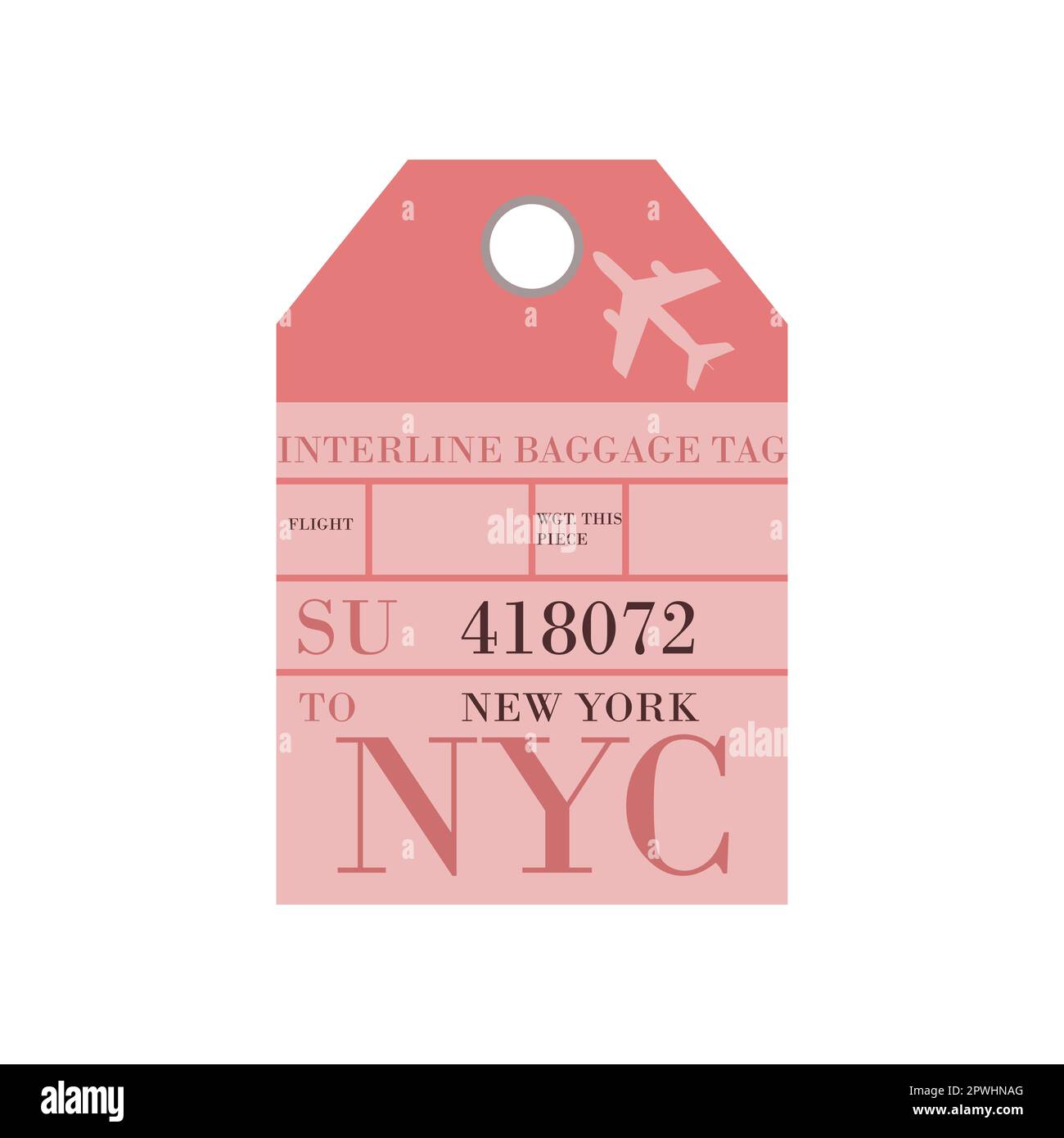 Vintage pink suitcase label or ticket design with New York Stock Vector ...