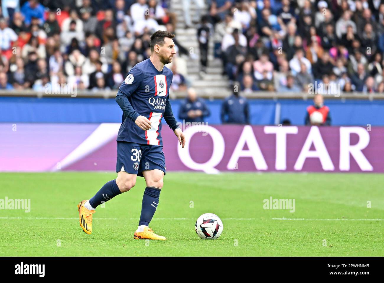 Paris, France. 30th Apr, 2023. Leo Lionel Messi during the Ligue 1 Uber Eats football match ...