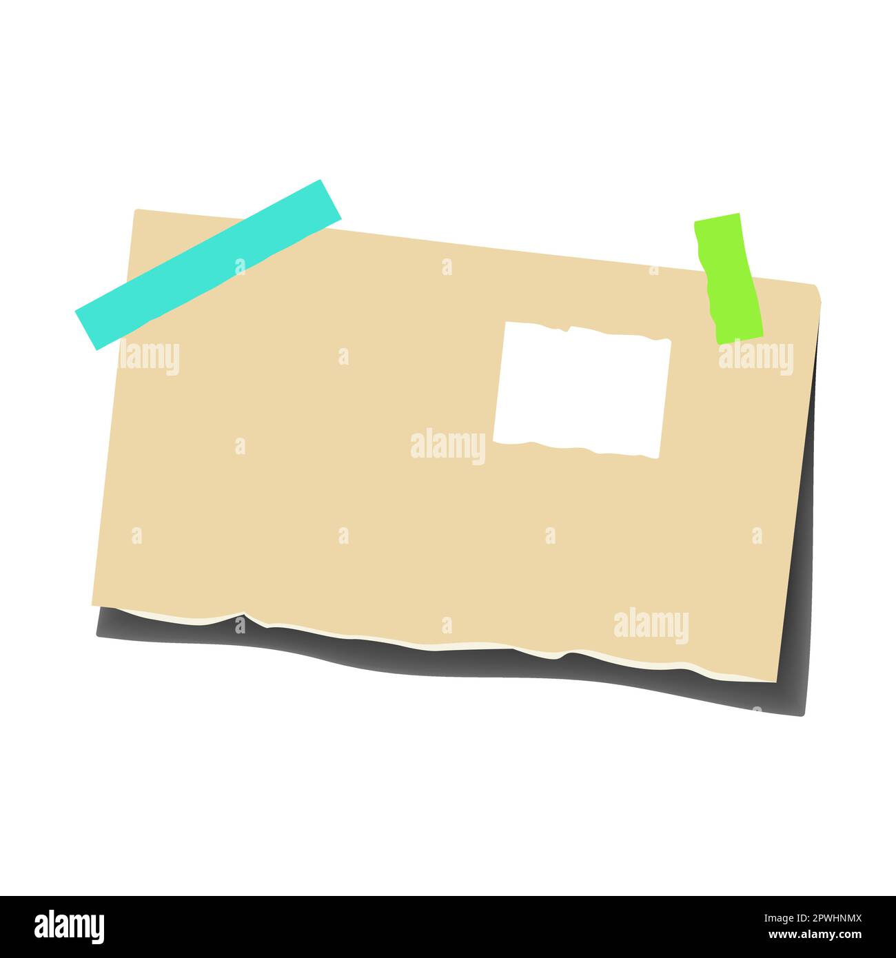 Paper notes on colorful tape cartoon illustration. Paper sheet reminder ...