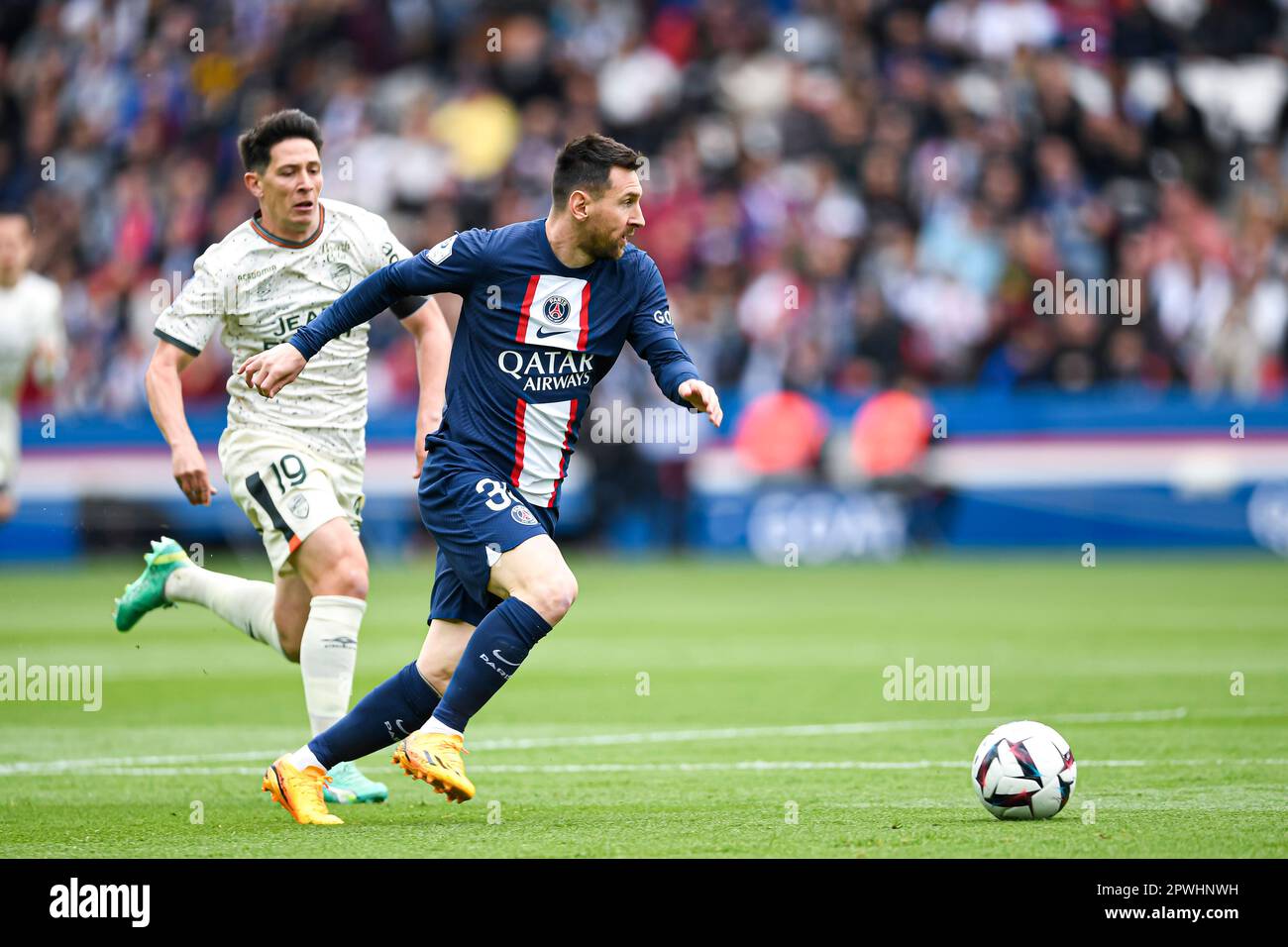 Leo Lionel Messi during the Ligue 1 Uber Eats football match between FC Lorient and Paris Saint ...