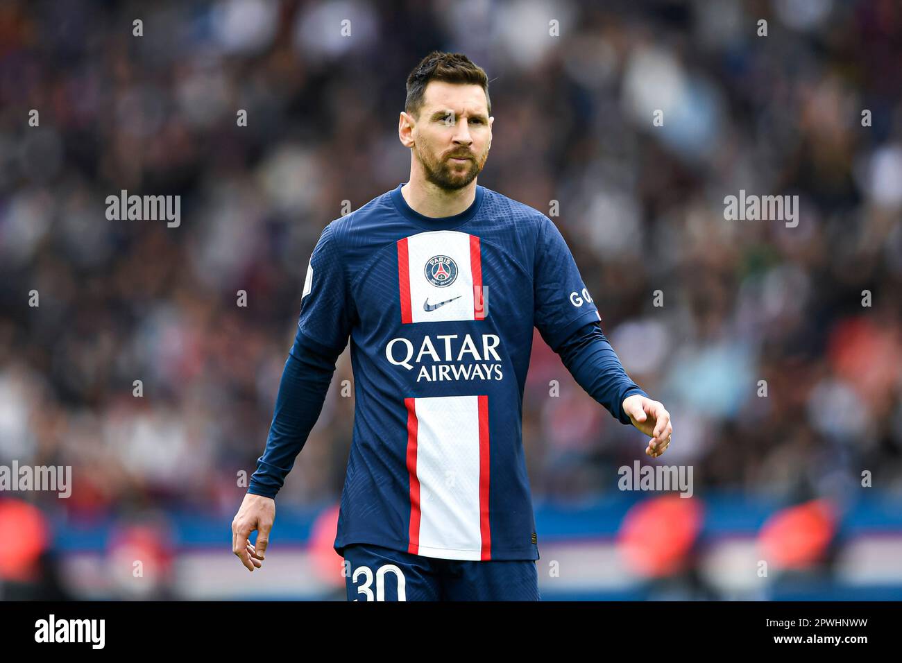 Paris, France. 30th Apr, 2023. Leo Lionel Messi during the Ligue 1 Uber ...