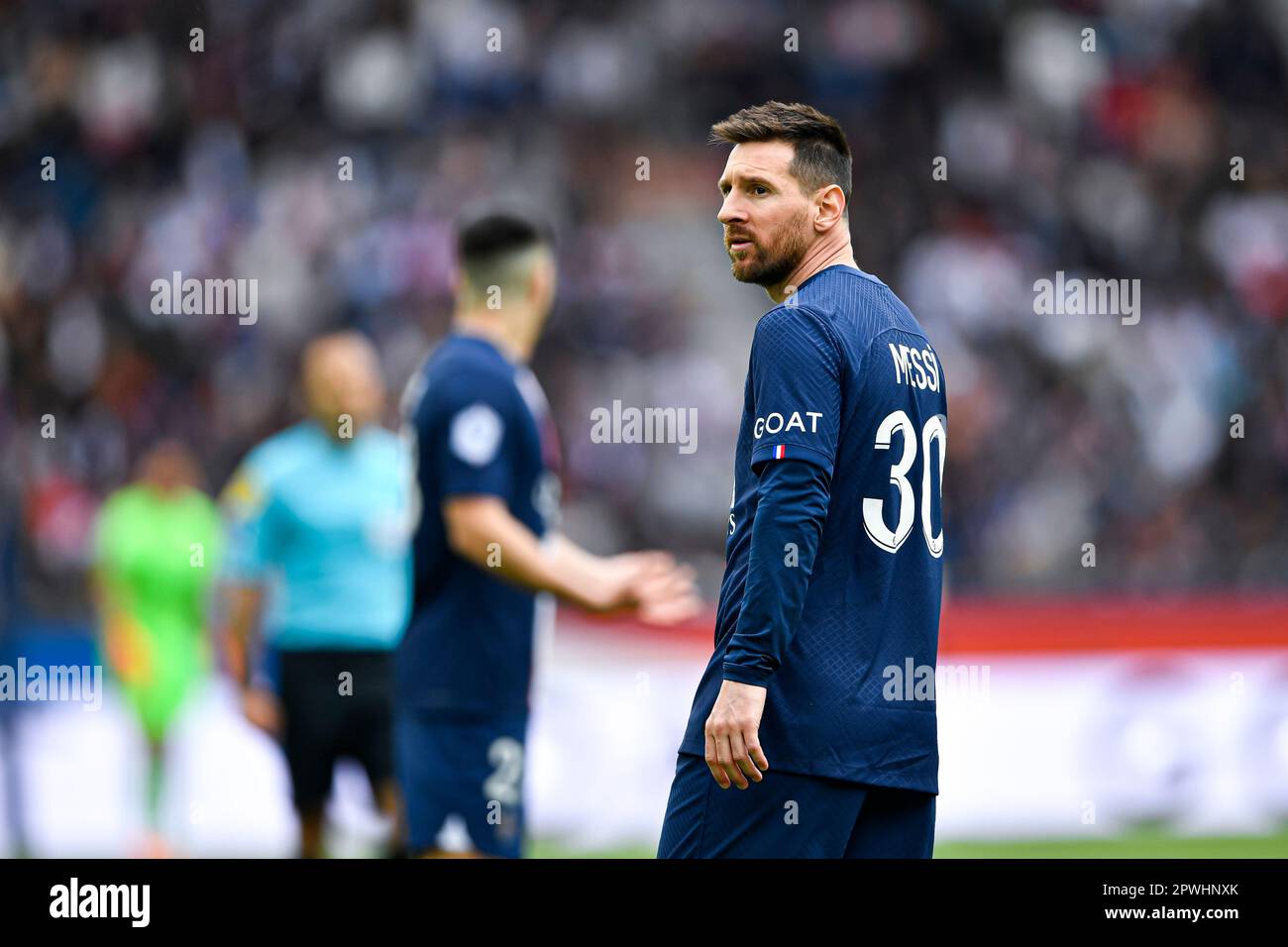 Paris, France. 30th Apr, 2023. Leo Lionel Messi during the Ligue 1 Uber ...