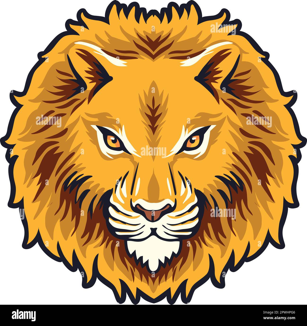 Lion Head Vector Illustration. Colour and BW Stock Vector Image & Art ...