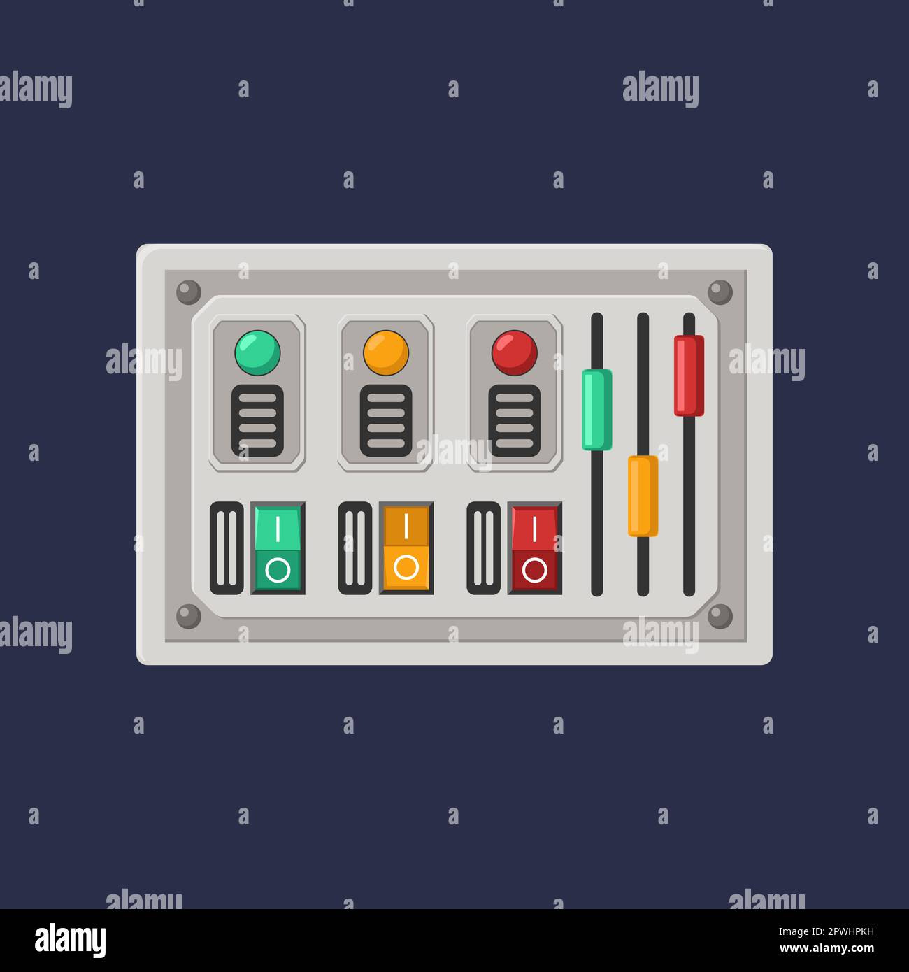 Control panel with sliders, switches and buttons illustration Stock ...