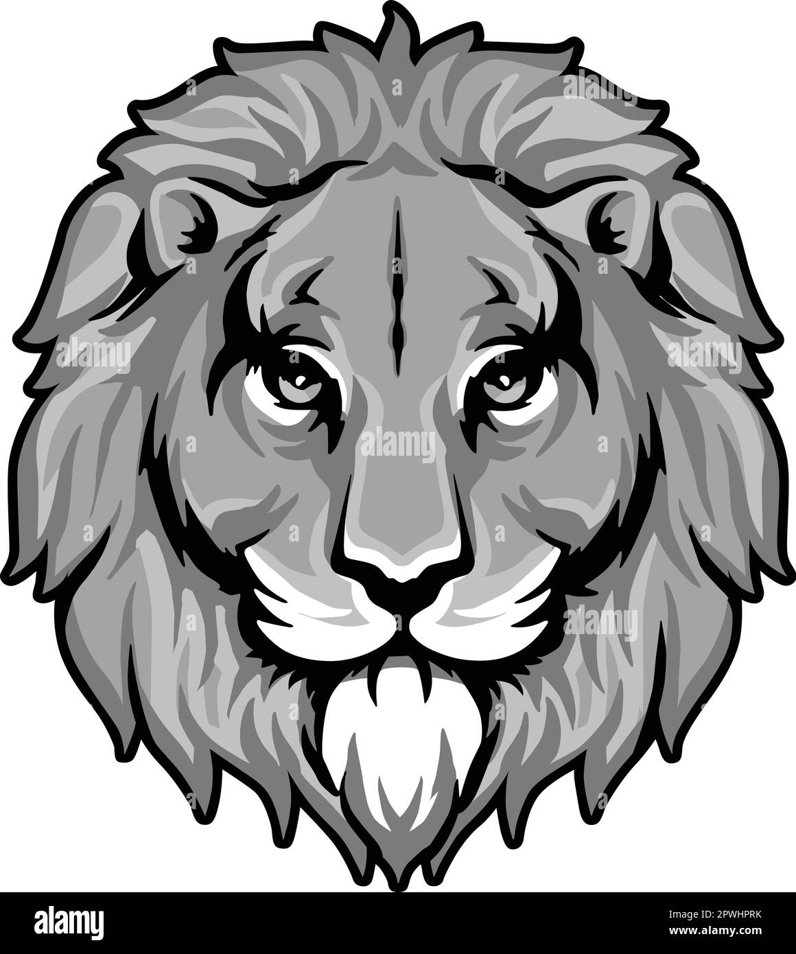 Lion Head Vector Illustration. Colour and BW Stock Vector Image & Art ...
