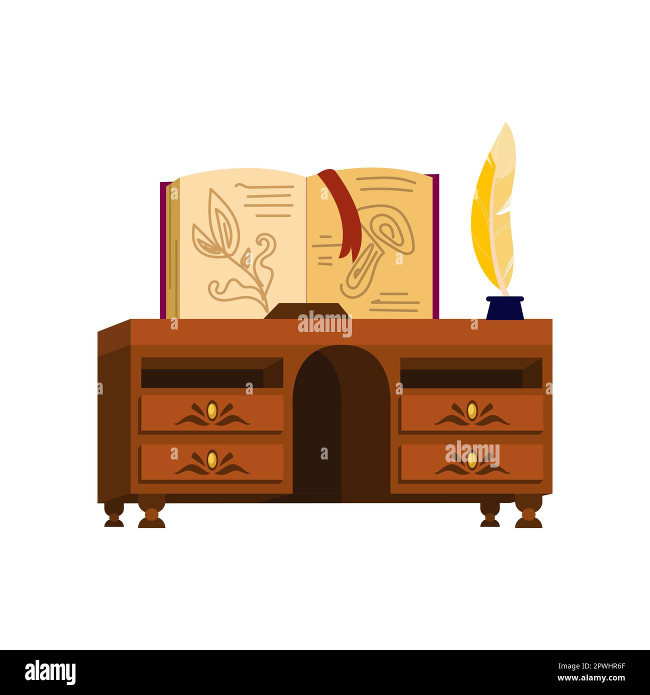 Furniture for wizard school interior vector illustrations set Stock ...