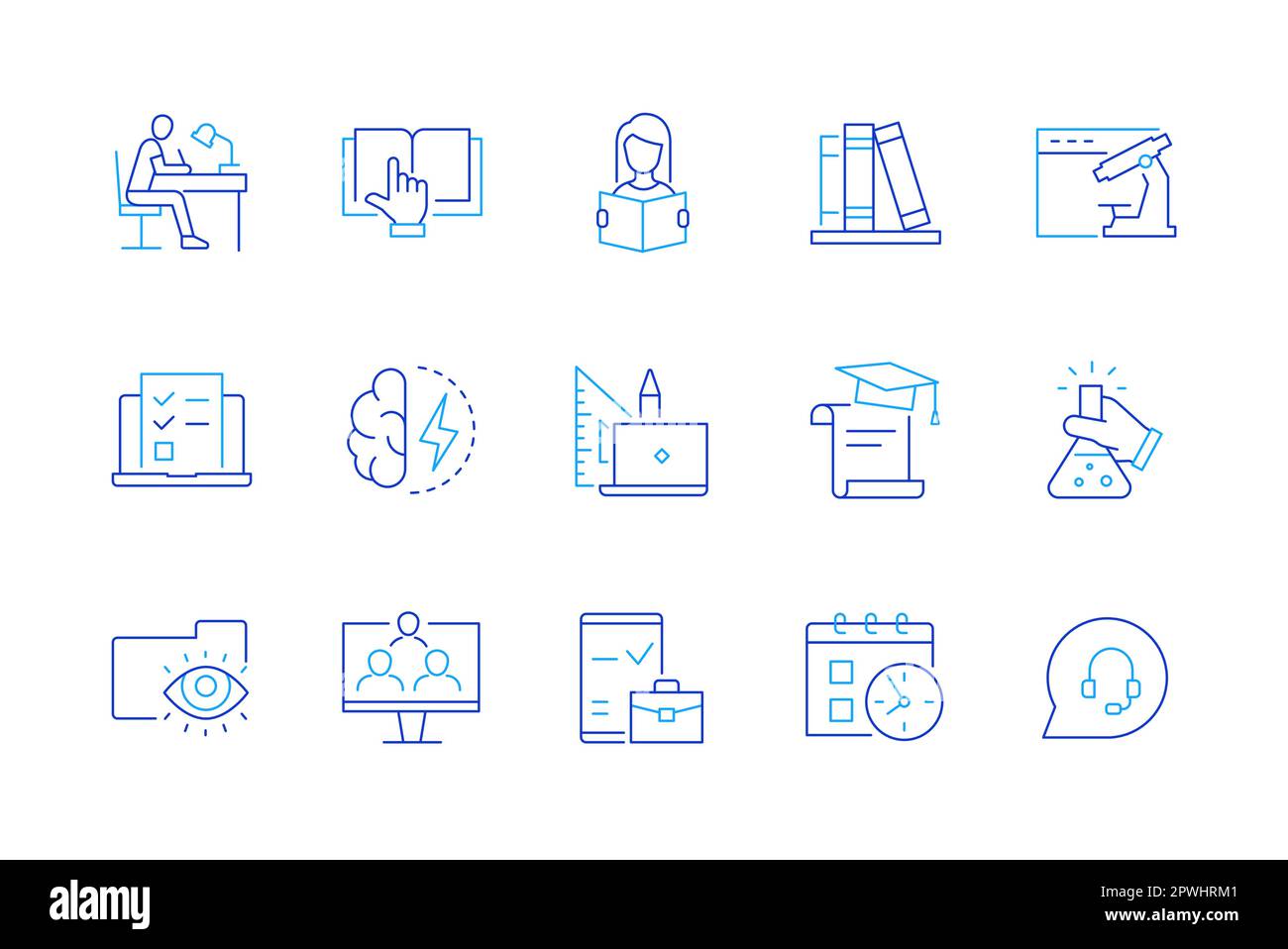 Knowledge and learning - set of modern line design style icons Stock ...