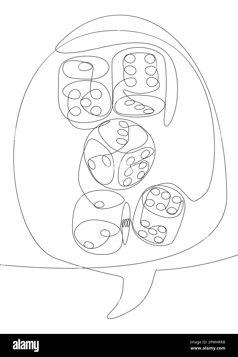 One Continuous Line Of Speech Bubble With Dice Thin Line Illustration Vector Concept Contour
