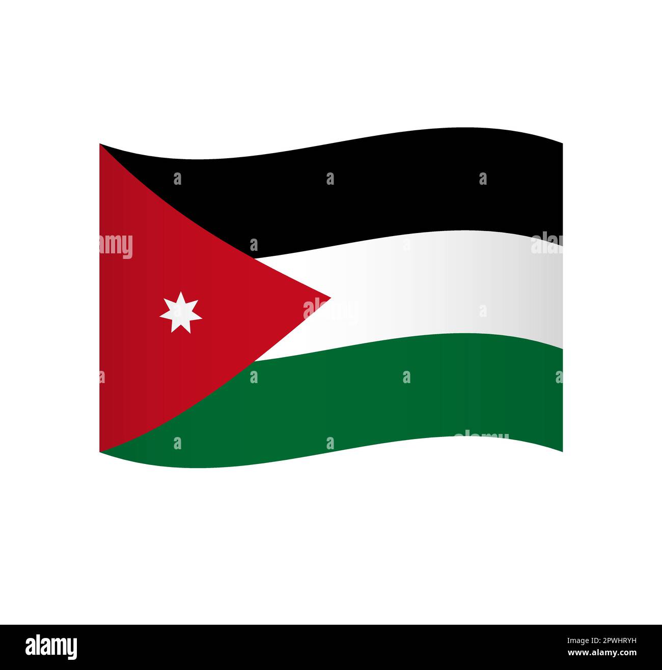 Jordan flag - simple wavy vector icon with shading Stock Vector Image ...