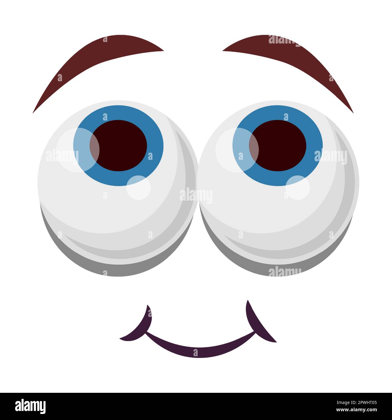 Comic dreamy and elated face expression vector illustration. Eyes and ...