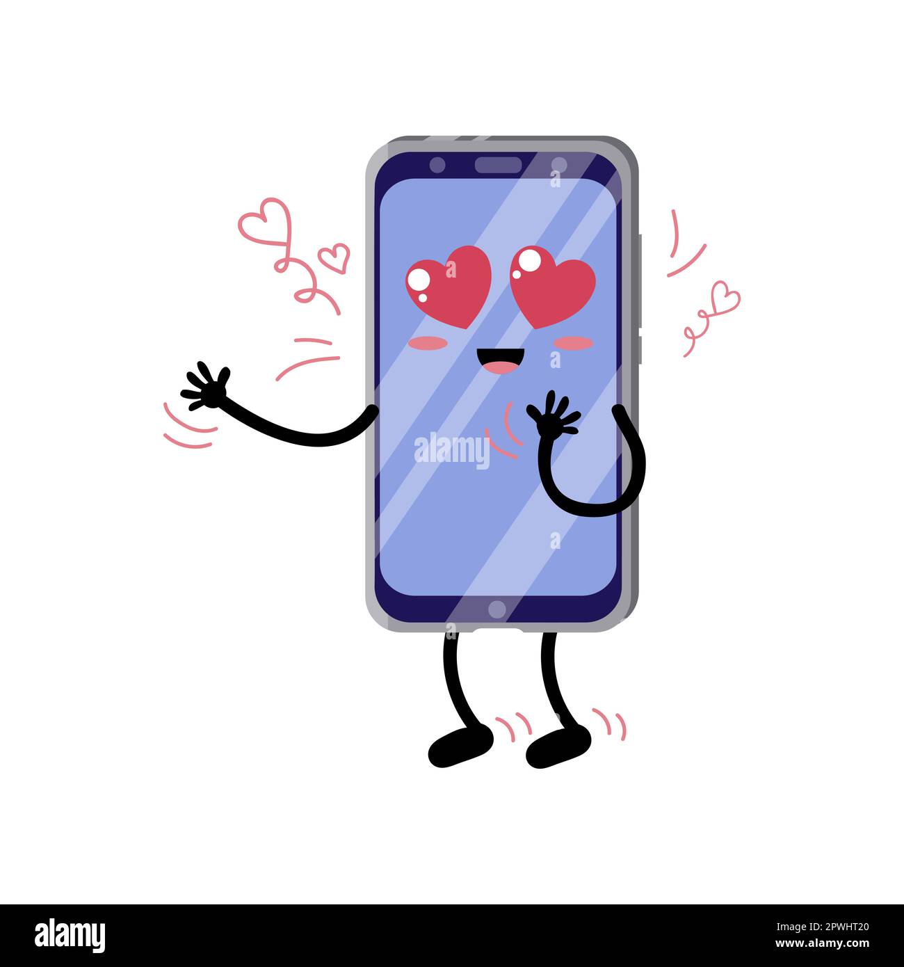 Cute cellphone cartoon character feeling love vector Stock Vector Image ...