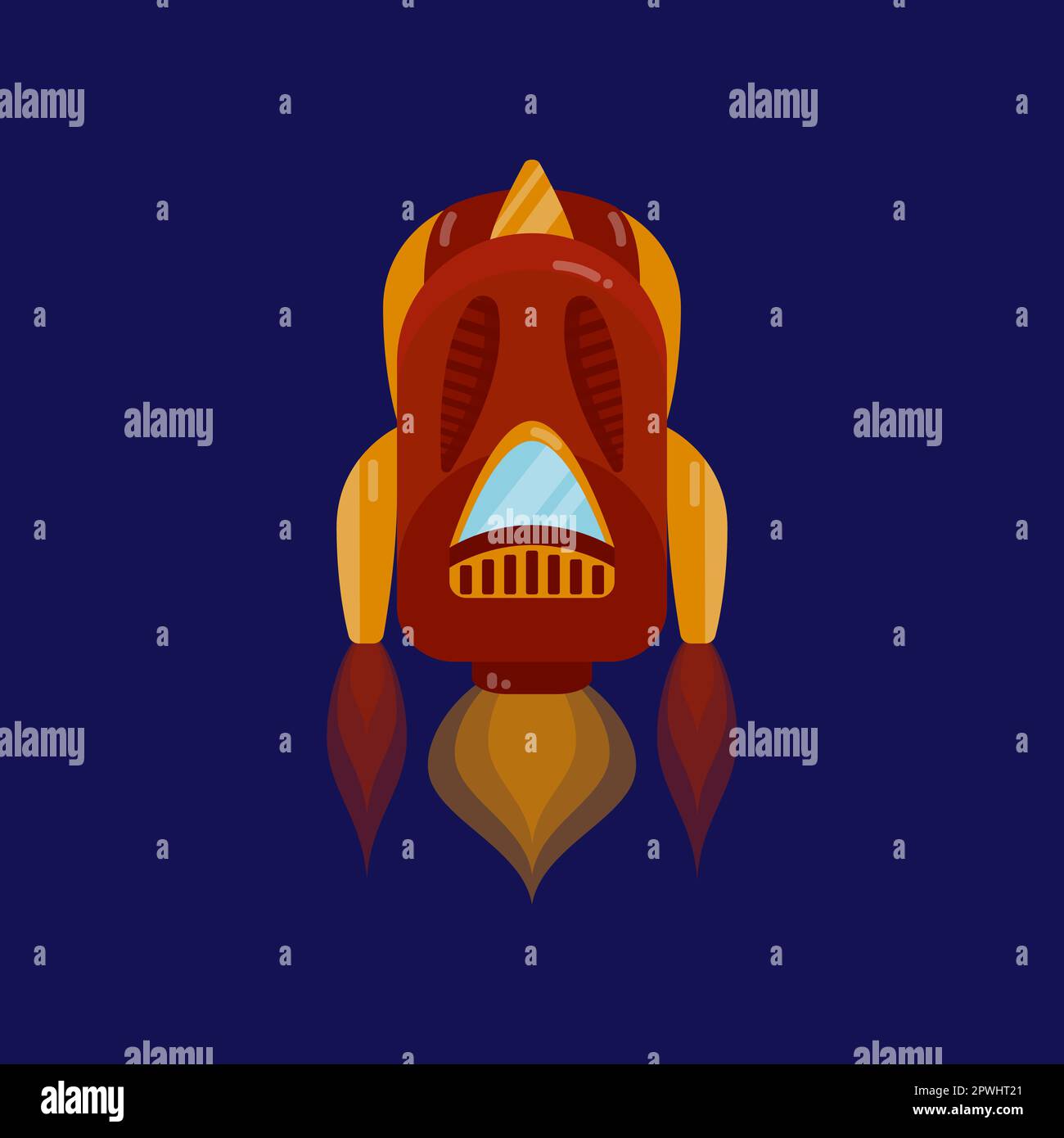 Red colorful rocket ship flying in outer space cartoon Stock Vector ...