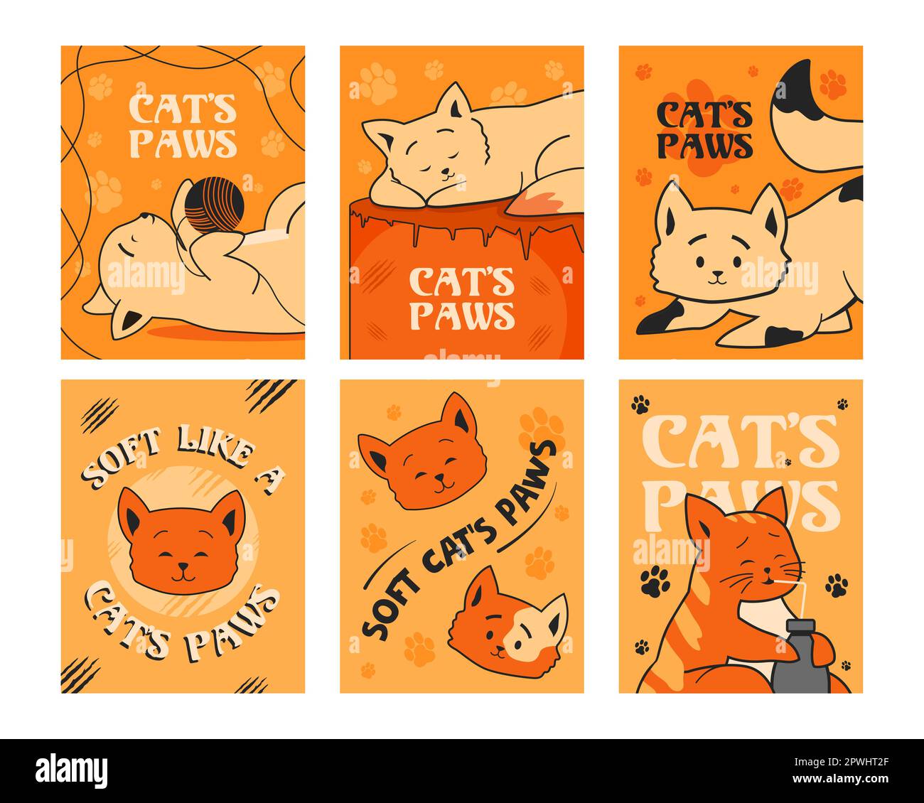Orange greeting card designs with lovely cats Stock Vector Image & Art ...