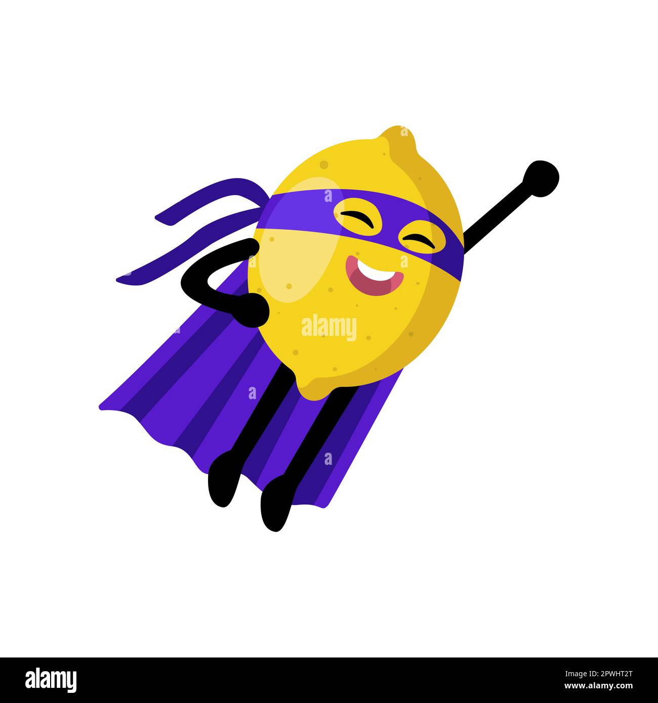 Cute superhero lemon character flying illustration Stock Vector Image ...