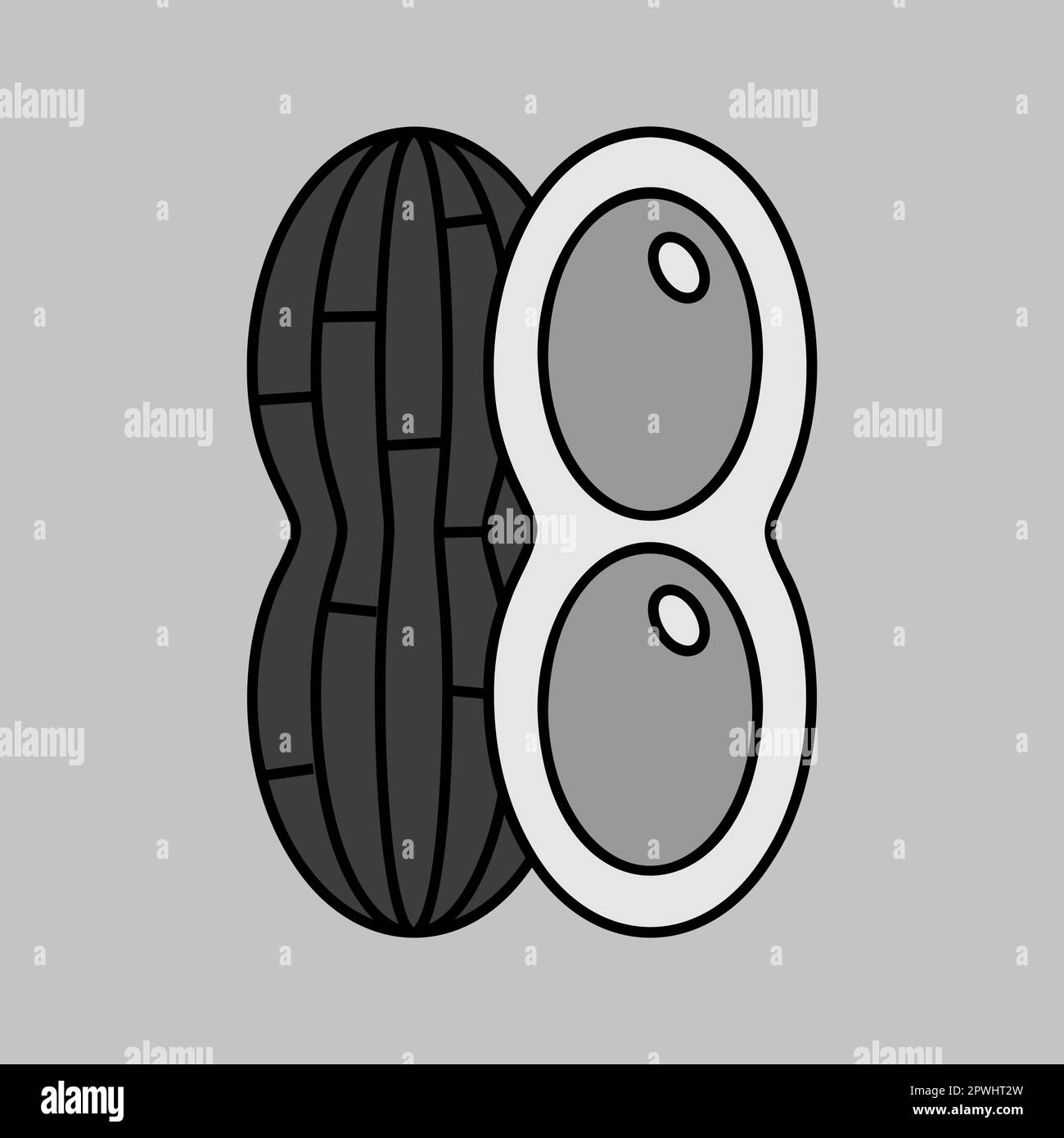 Peanut isolated design vector grayscale icon. Vegetable sign. Graph ... Peanut isolated design vector grayscale icon. Vegetable sign. Graph ...