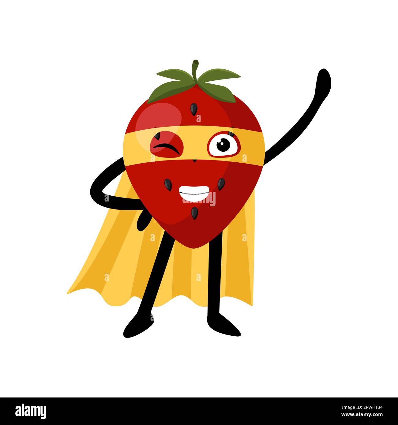 Cute superhero strawberry character illustration Stock Vector Image ...