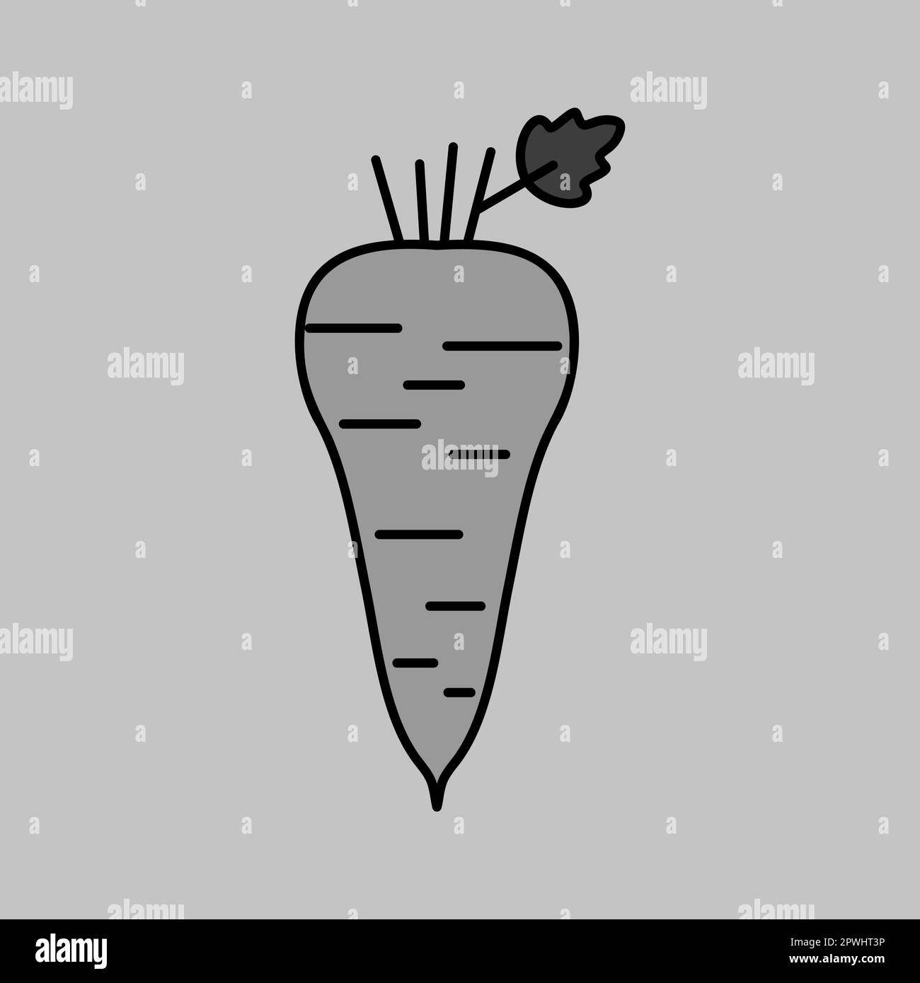 Parsnip root isolated vector grayscale icon. Vegetable sign. Graph ... Parsnip root isolated vector grayscale icon. Vegetable sign. Graph ...