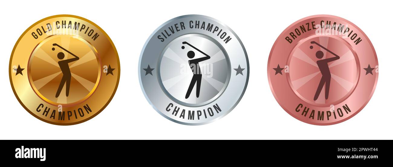 Golf competition tee ball golfing golfer golden emblem medallion medal ...