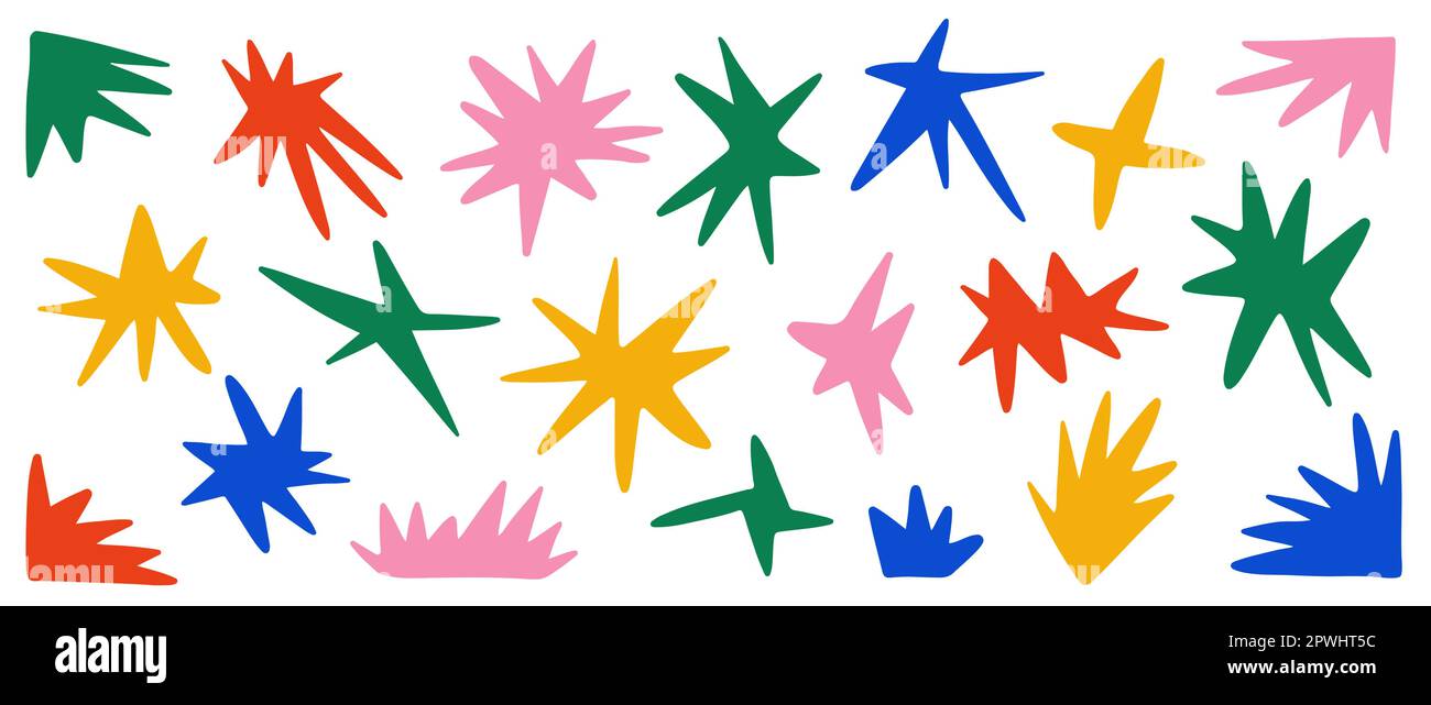 Hand drawn sparks and twinkles collection. Abstract doodle sparkle and ...