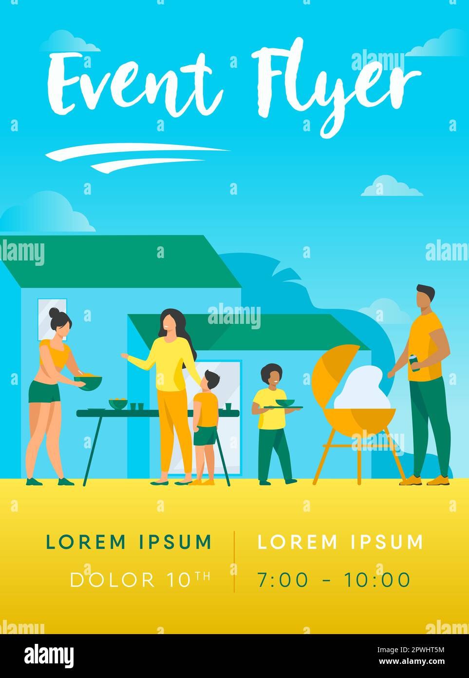 Backyard party happy woman Stock Vector Images - Alamy