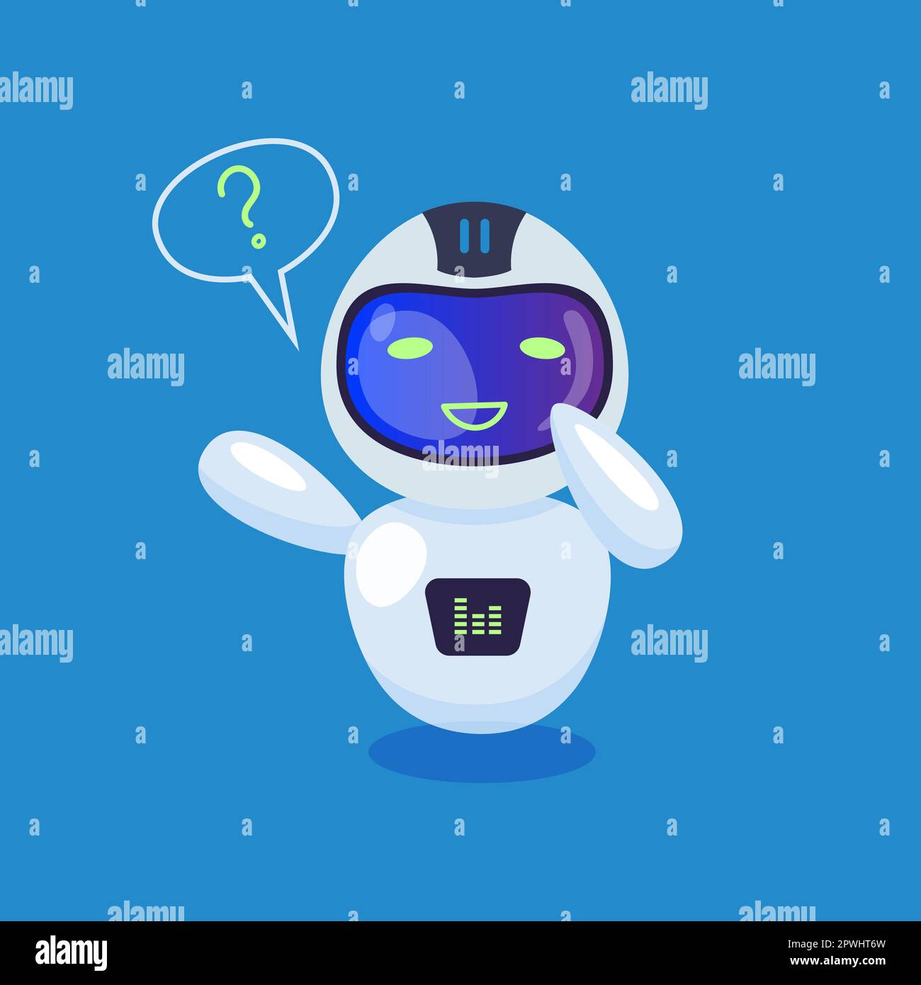 Cute chatbot or robot helping to solve problem cartoon illustration ...