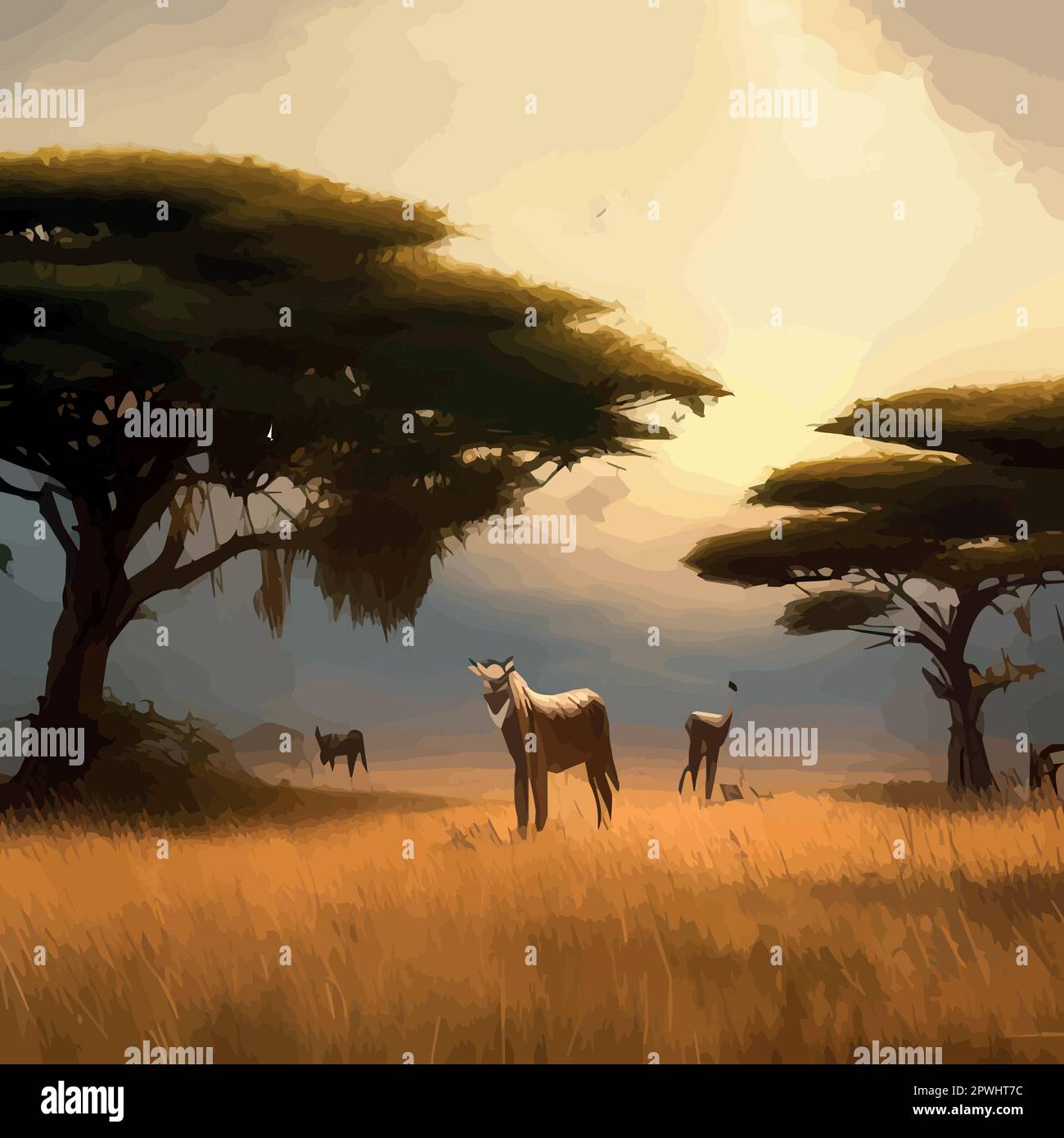 African plain scene Stock Vector Images - Alamy