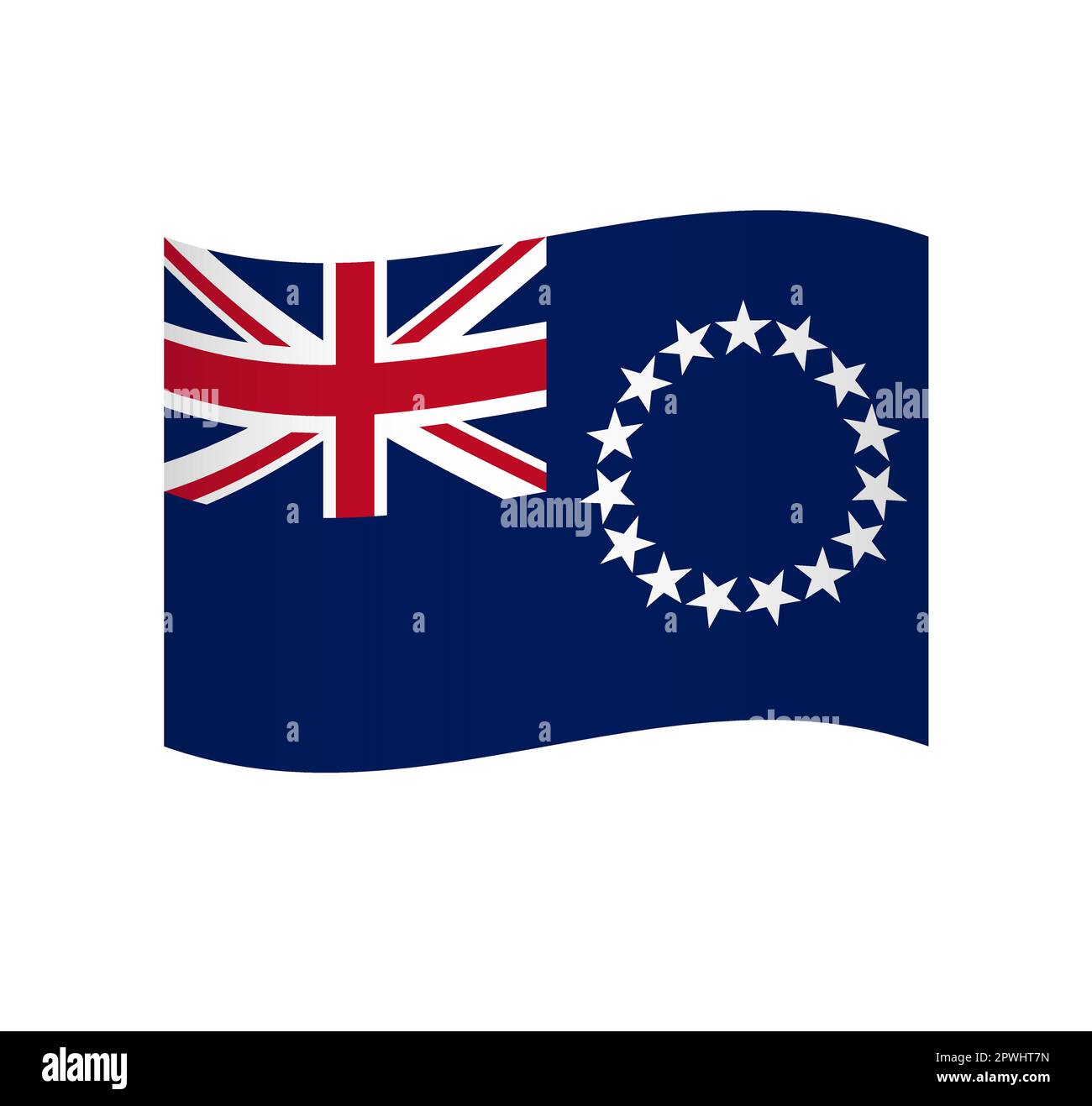 Cook Islands flag - simple wavy vector icon with shading Stock Vector ...