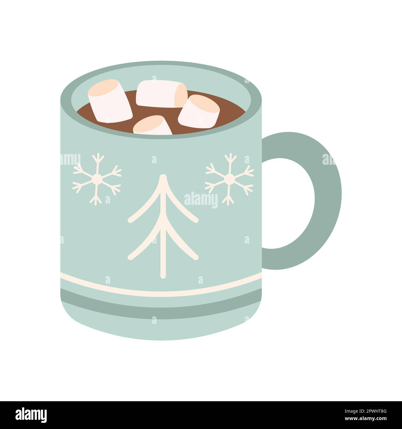 Blue mug with warm winter drink flat vector illustration Stock Vector ...