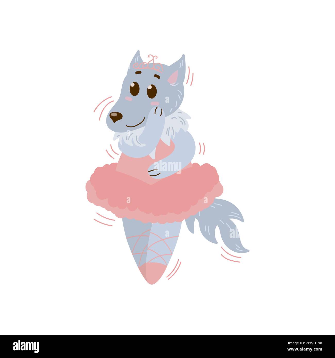 Baby wolf in pink tutu, diadem and pointe shoes Stock Vector Image ...