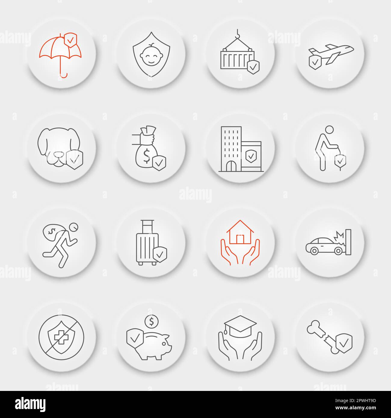 Insurance line icon set, healthcare symbols collection, vector sketches ...