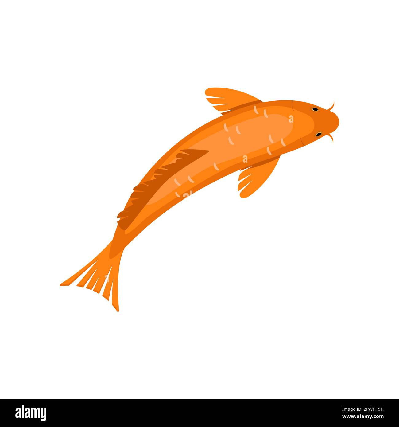Orange koi fish swimming in pond cartoon illustration Stock Vector ...
